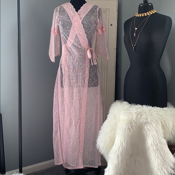Vintage | Intimates & Sleepwear | Vintage Sheer Pink Robe | Poshmark